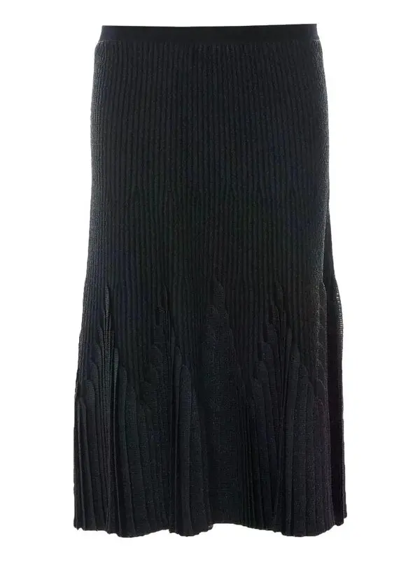 Elisabetta Franchi Pleated Knitted Midi Skirt - Black