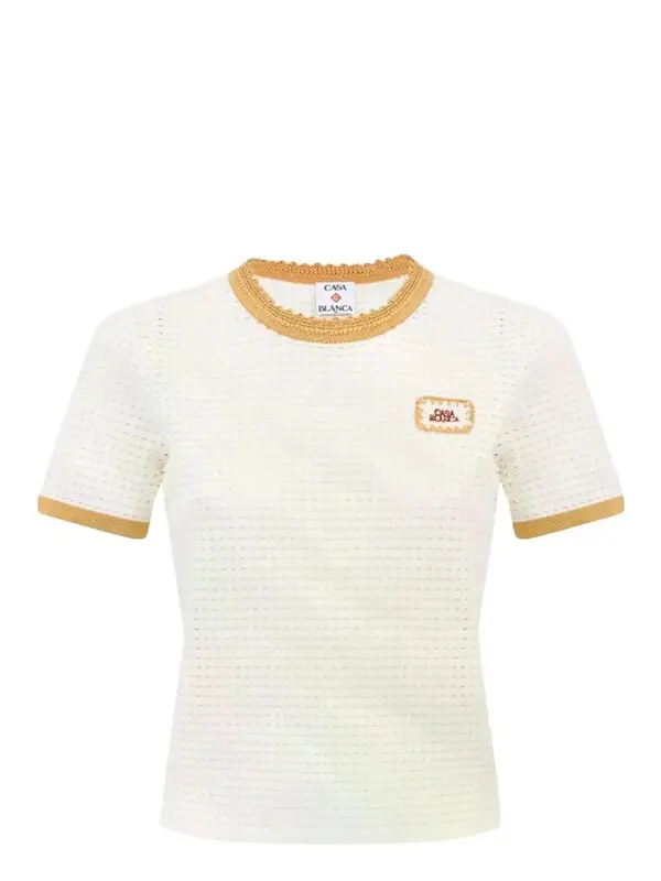 Casablanca Lace-stitch T-shirt - White