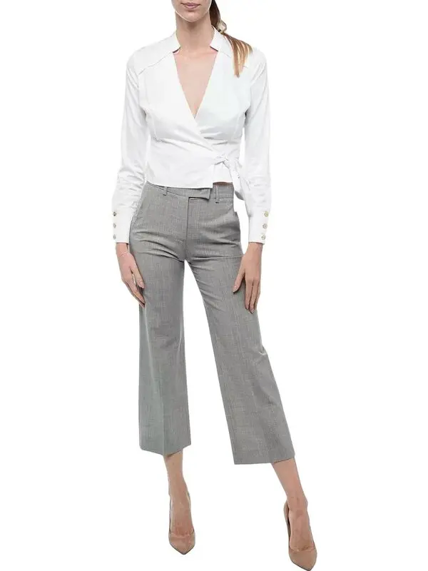 QL2 QUELLEDUE Pressed Crease Cropped Trousers - Grey