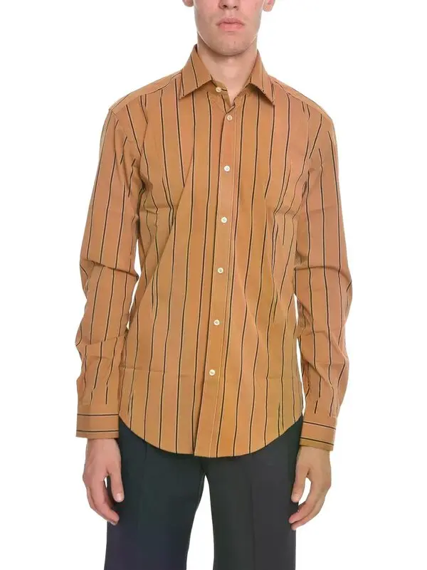 Brian Dales Striped Shirt - Brown