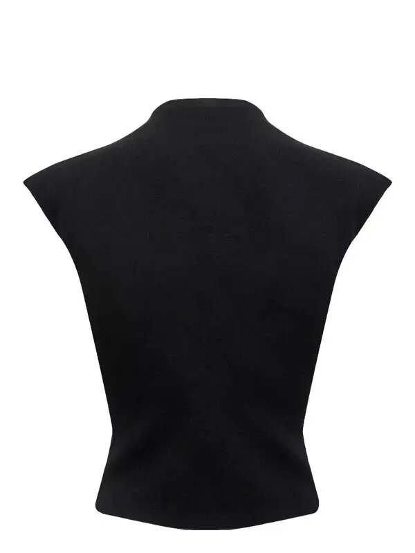 A.W.A.K.E. Mode Knitted High Neck Sleeveless Top - Black