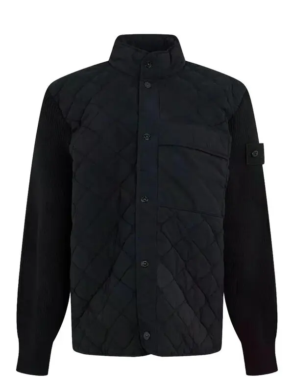 Stone Island Quilted Knitted-sleeve Jacket - Black