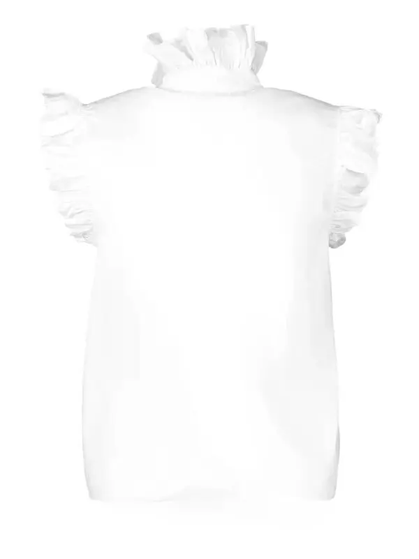 CHRISTY LYNN Marfa Ruffled High-neck Sleeveless Blouse - White