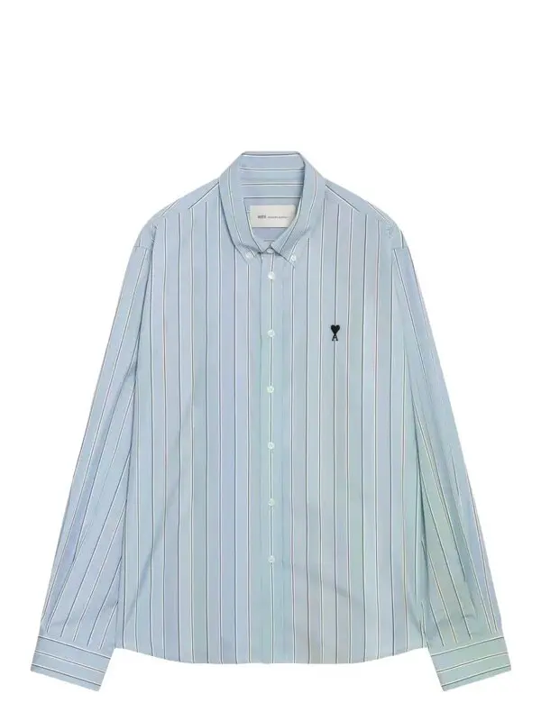 AMI Paris De Coeur Vertical-stripe Shirt - Blue