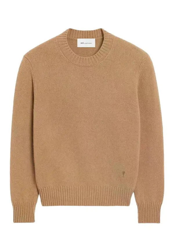 AMI Paris Cashmere Blend Crew-neck Sweater - Brown