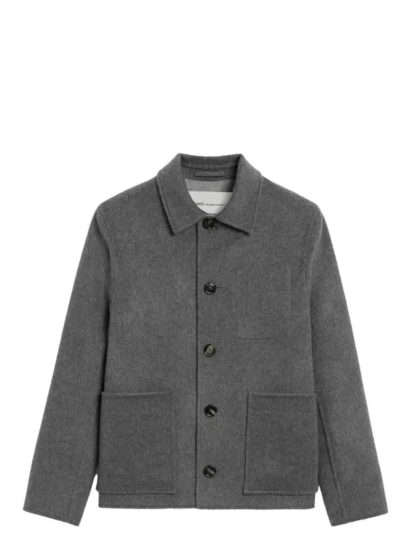 AMI Paris Button-down Wool And Cashmere Jacket - Grey