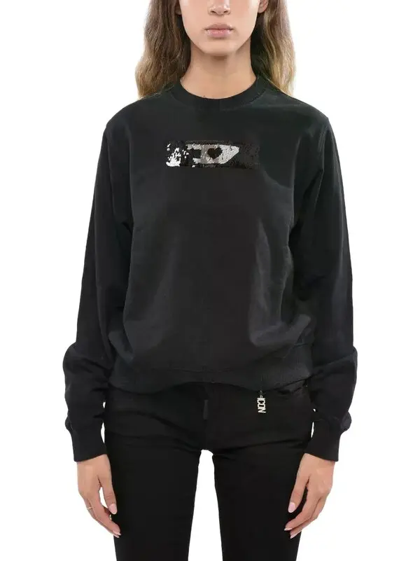 DIESEL® Long Sleeve Sequin Logo Sweatshirt - Black
