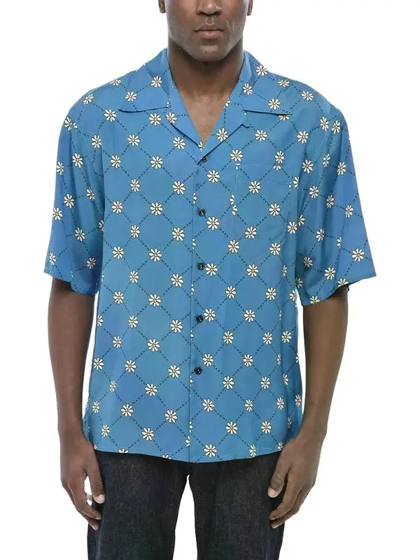 Marni Floral-print Bowling Shirt - Blue