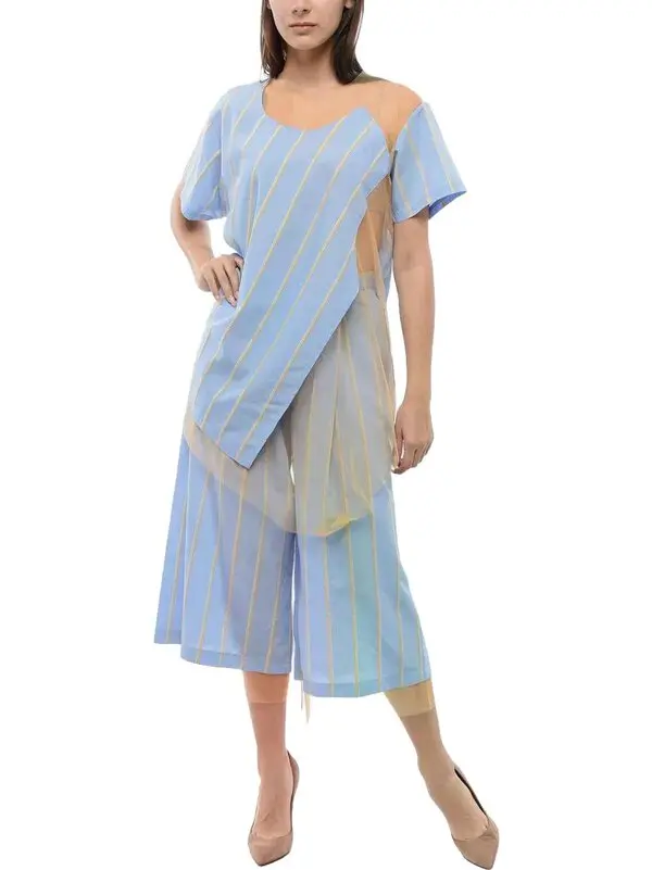 Viktor & Rolf Striped Blouse With Mesh Panelling - Blue