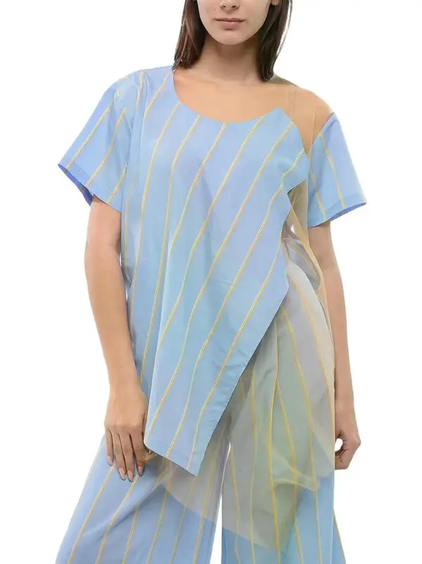 Viktor & Rolf Striped Blouse With Mesh Panelling - Blue