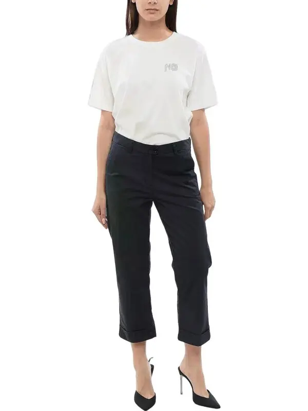 Woolrich Cropped Trousers With Turn-up Hems - Blue