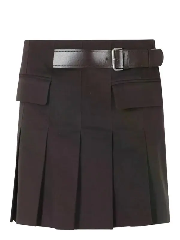 SEMICOUTURE Belted Pleated Mini Skirt - Brown