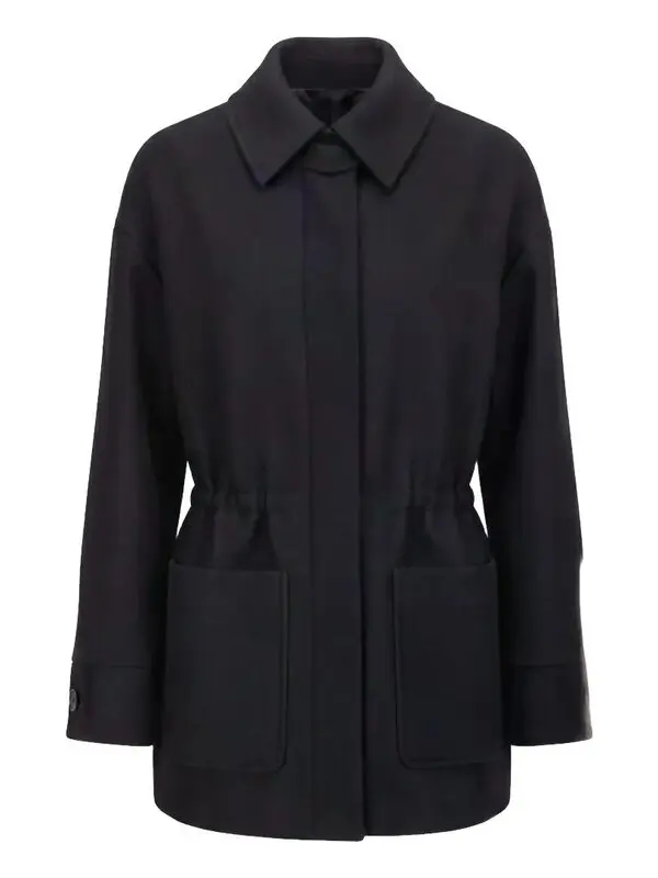 Patrizia Pepe Drawstring Long-sleeve Coat - Black