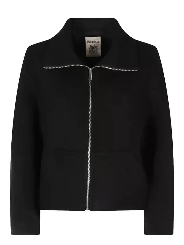 SEMICOUTURE Jeane Zip-up Jacket With Button Details - Black