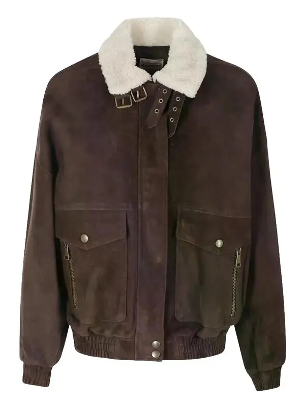 SEMICOUTURE Shearling-collar Jacket - Brown