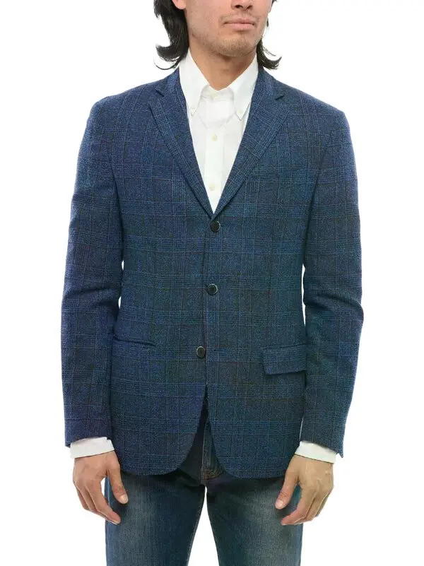 Corneliani Checked Single-breasted Blazer - Blue