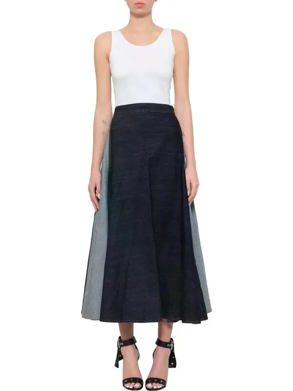 LANVIN Panelled Midi Denim Skirt - Blue