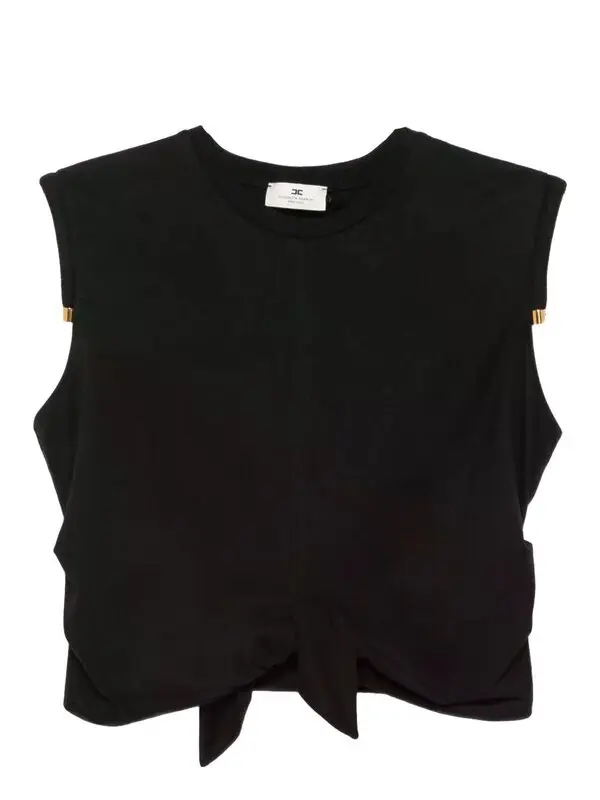 Elisabetta Franchi Knot Detail Cropped T-shirt - Black