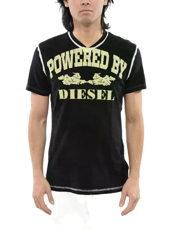 DIESEL® Logo-print Slub-cotton T-shirt - Black