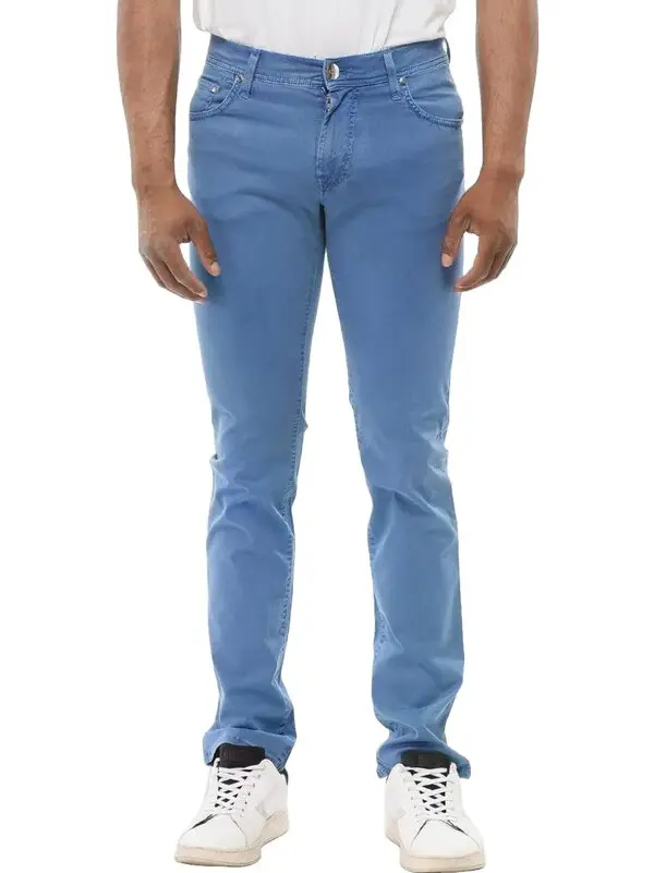 Corneliani Embroidered Cotton Jeans - Blue