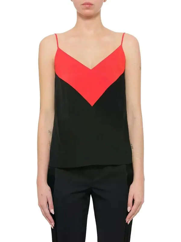LANVIN Sleeveless Color-blocked Silk Top - Black