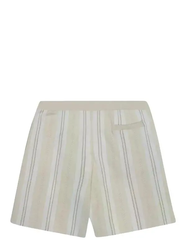 PATTA Pointelle-knit Striped Shorts - Neutrals