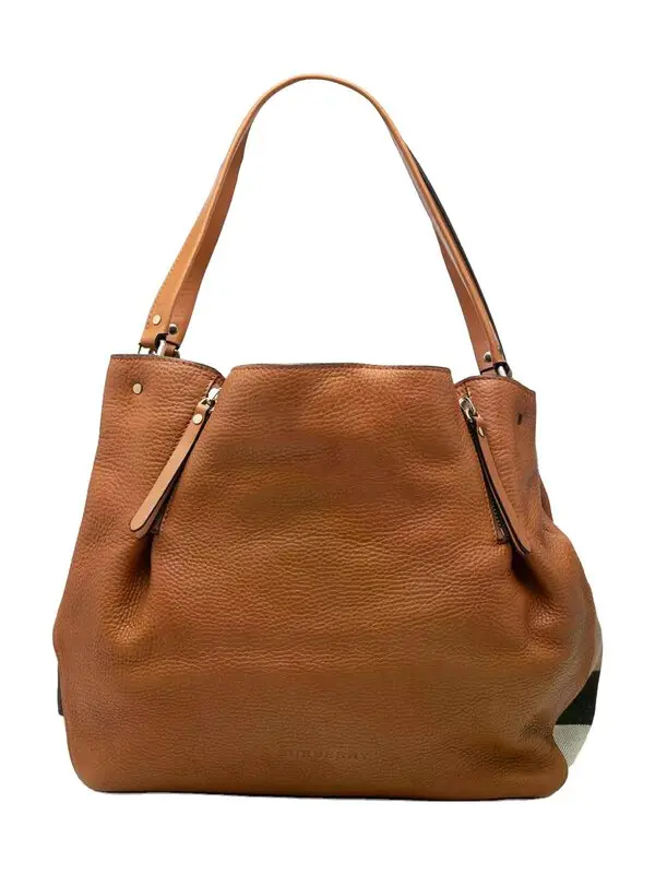 Burberry Leather And House Check Canvas Maidstone Satchel - Brown