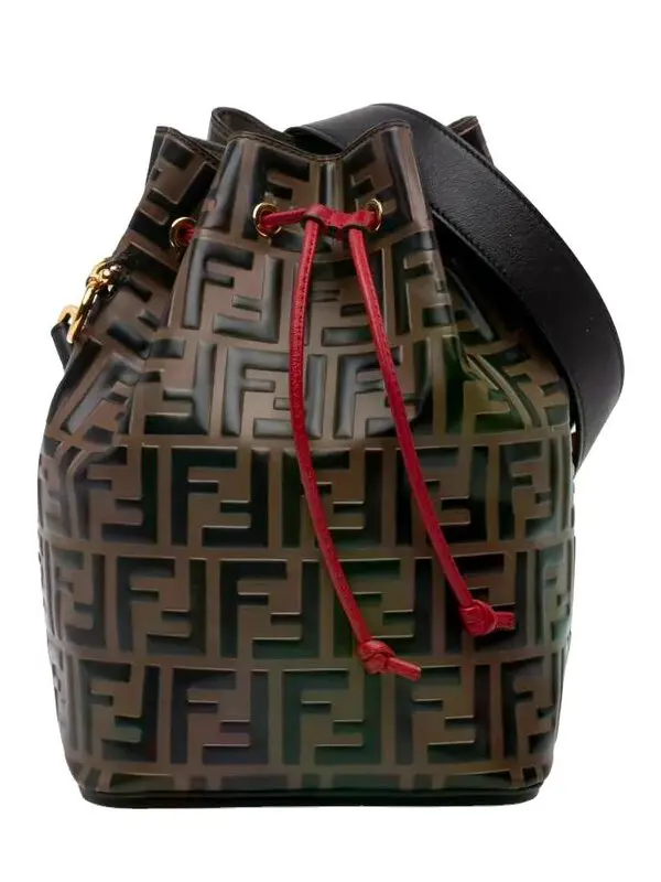 Fendi Ff 1974 Embossed Leather Mon Tresor Bucket Bag - Brown