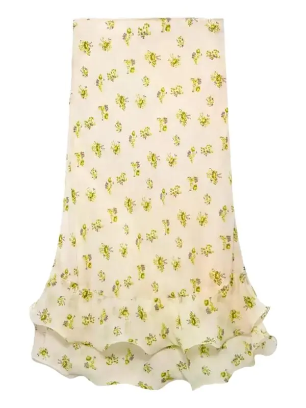 Dorothee Schumacher Airy Daydream Midi Skirt With Ruffled Hem - Neutrals