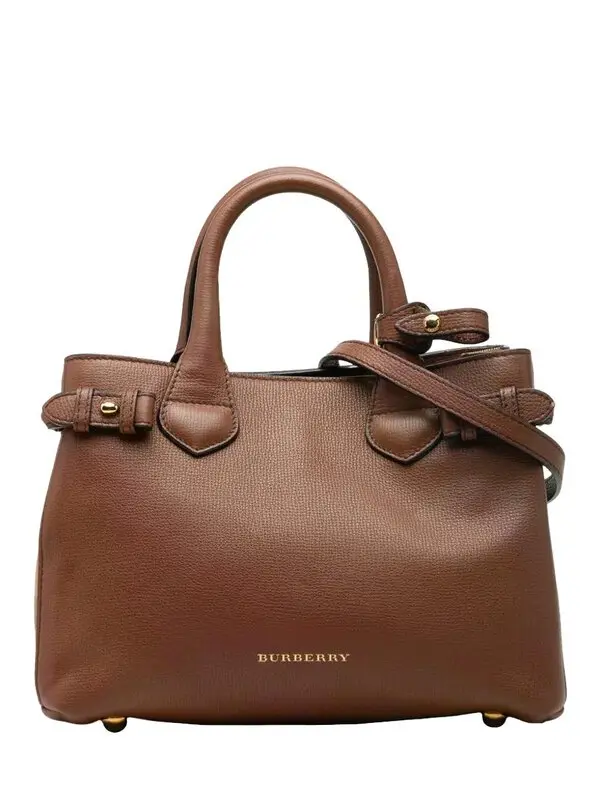 Burberry Grainy Calfskin And House Check Banner Satchel - Brown