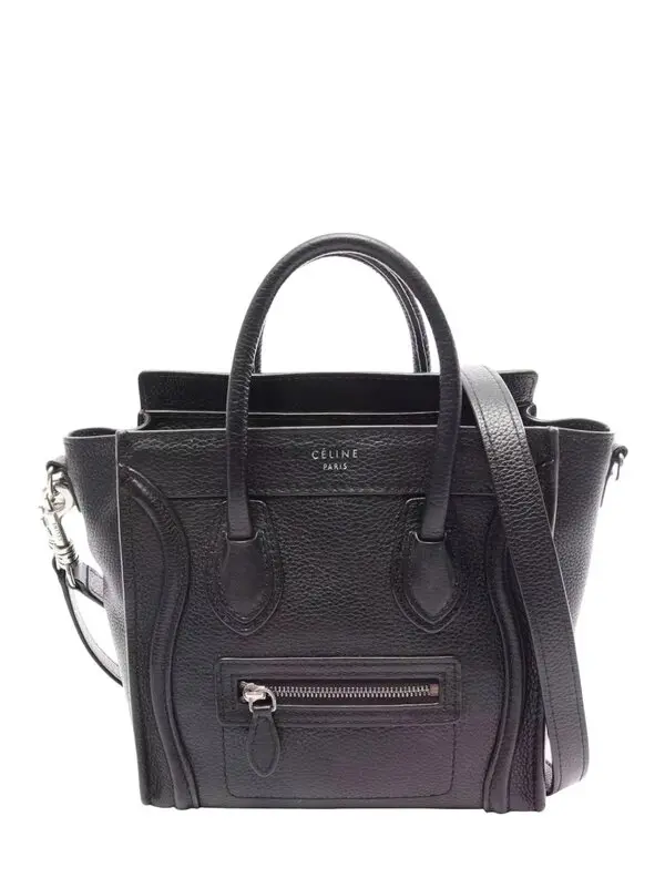 Celine Nano Luggage Tote Bag In Drummed Calfskin - Black