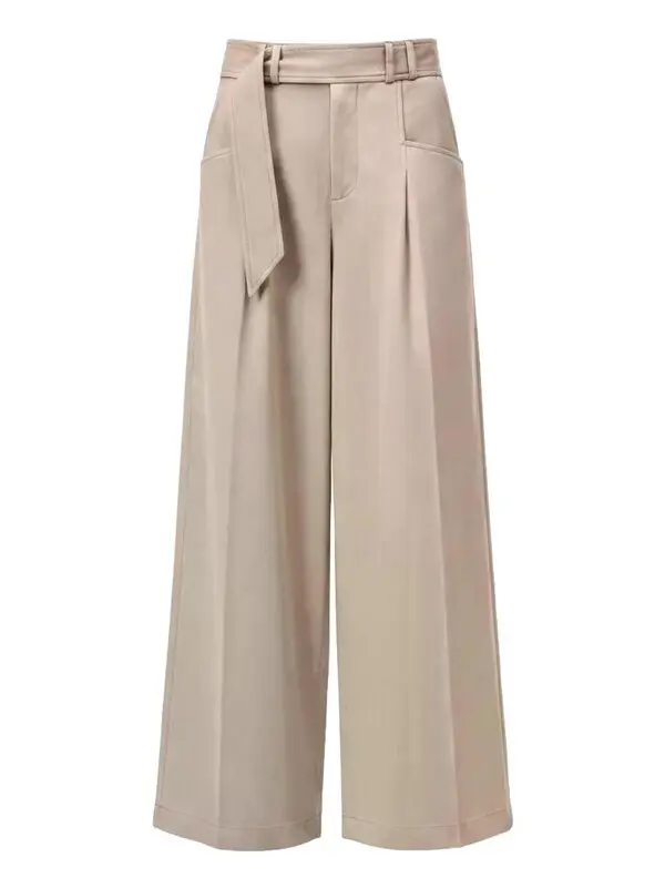 Closed Belted Wide-leg Trousers - Neutrals