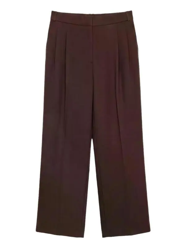 Black Label Pleated Wide-leg Trousers - Brown