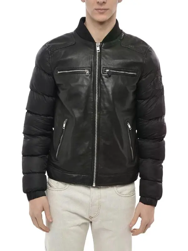 DIESEL® Sheepskin Panelled Bomber Jacket - Black