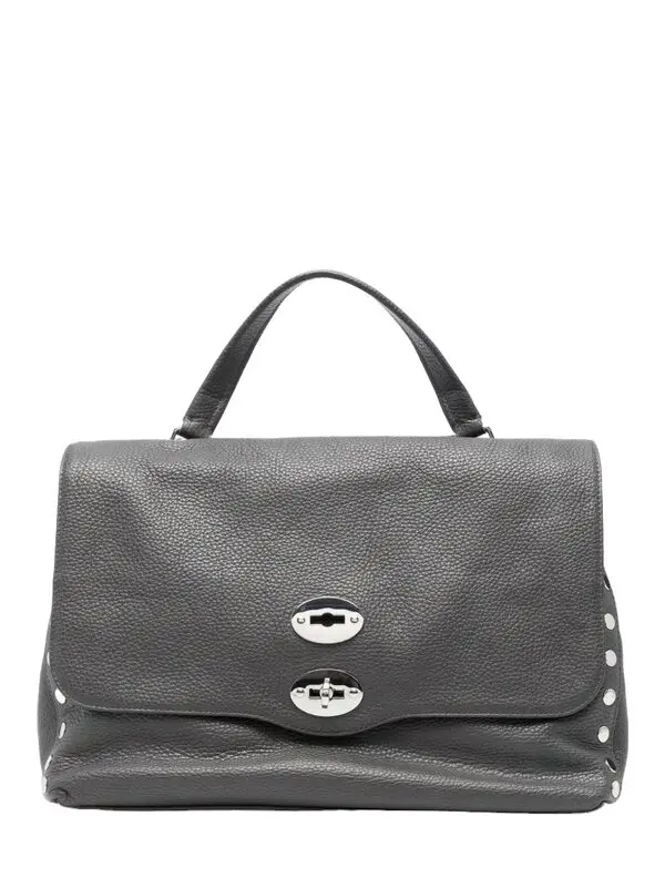 ZANELLATO Medium Postina Stud-embellished Leather Tote Bag - Grey
