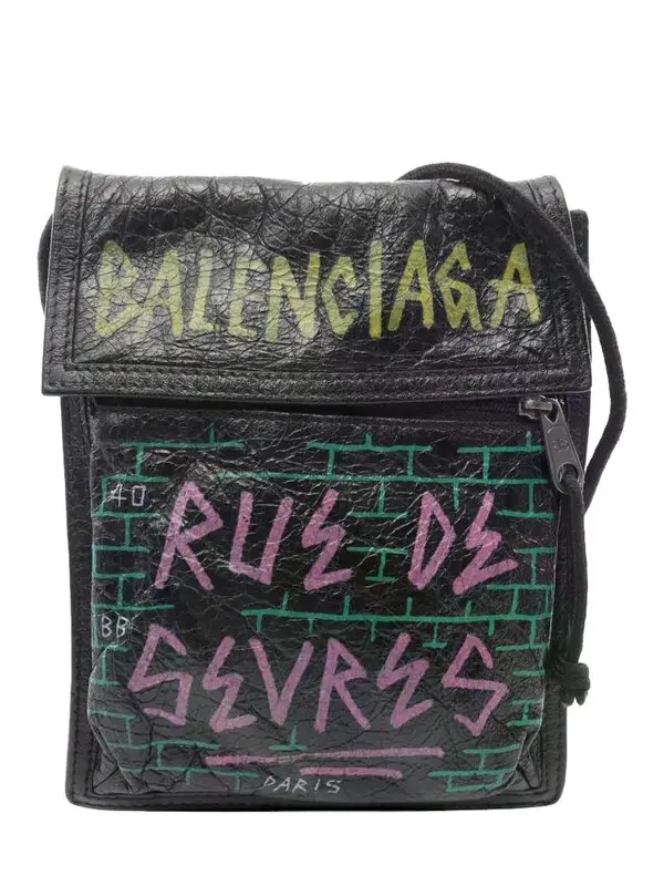 Balenciaga Small Graffiti Explorer Crossbody Bag - Black