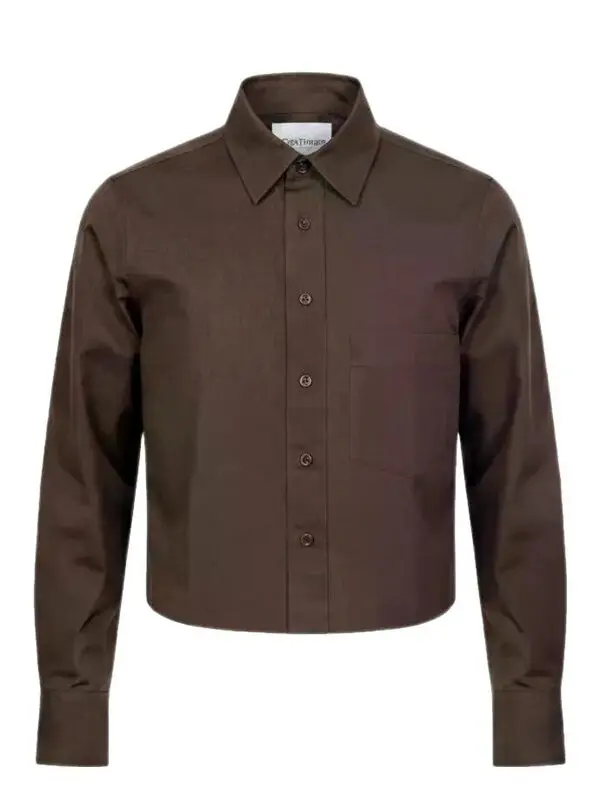 Closed Cropped Long-sleeve Shirt - Brown