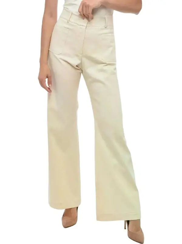 QL2 QUELLEDUE Patch Pocket Wide Leg Trousers - Neutrals