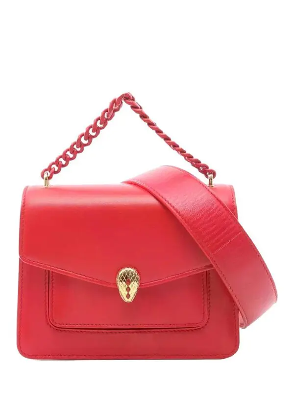 BVLGARI Serpenti Forever Maxi Chain Top Handle Bag - Red