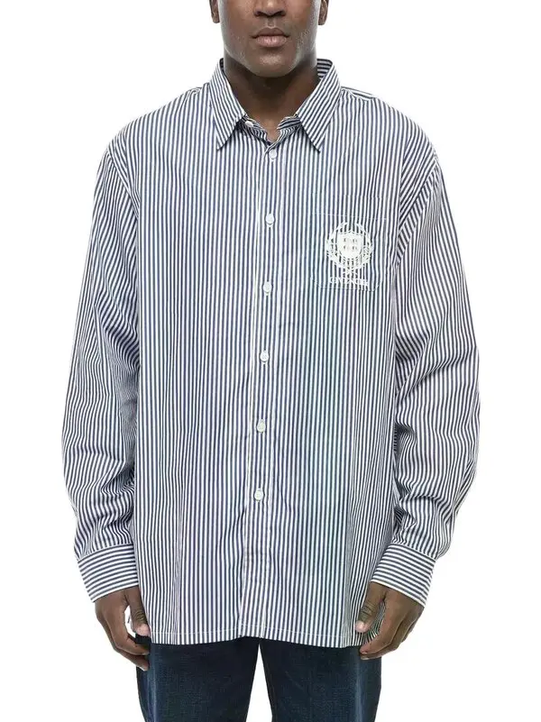Givenchy Embroidered-logo Striped Shirt - Blue