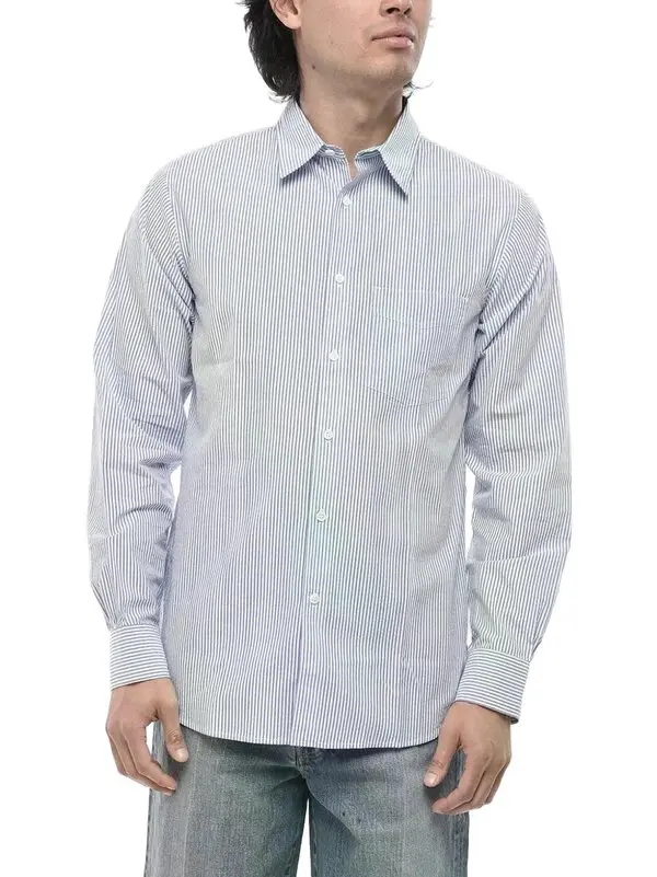 PAOLO PECORA Striped Breast-pocket Shirt - White