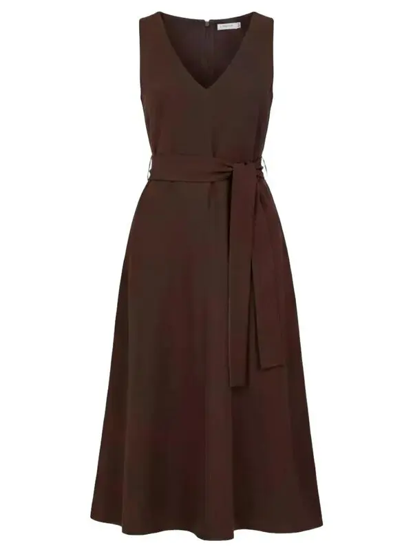 P.a.r.o.s.h Belted V-neck Midi Dress - Brown