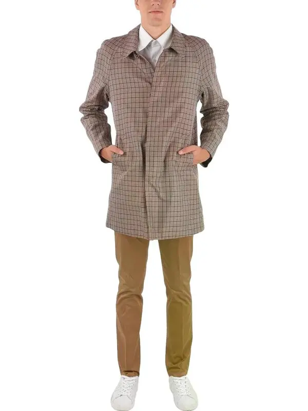Corneliani Checked Single-breasted Coat - Brown