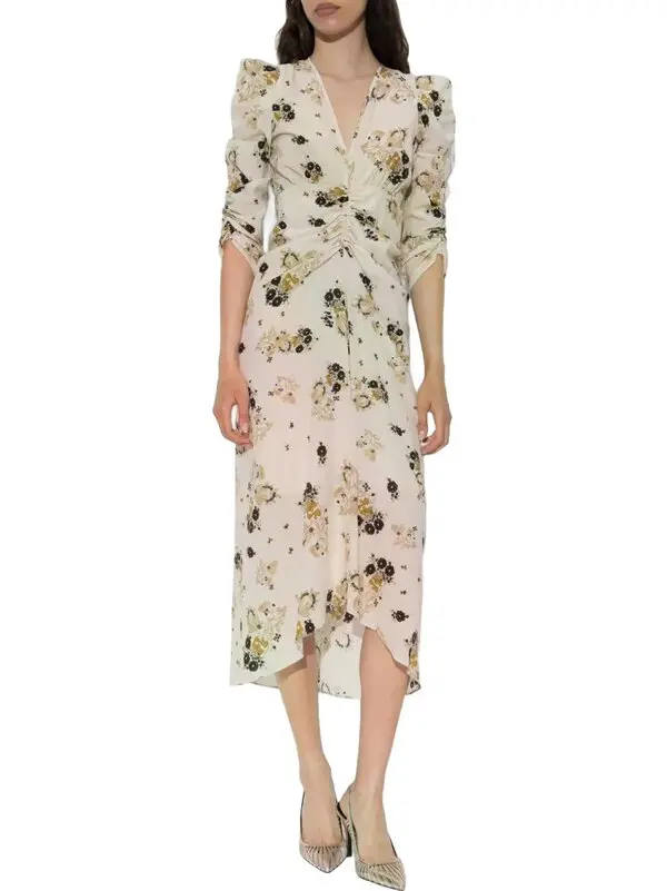 Isabel Marant Étoile Floral Print V-neck Midi Dress - Neutrals