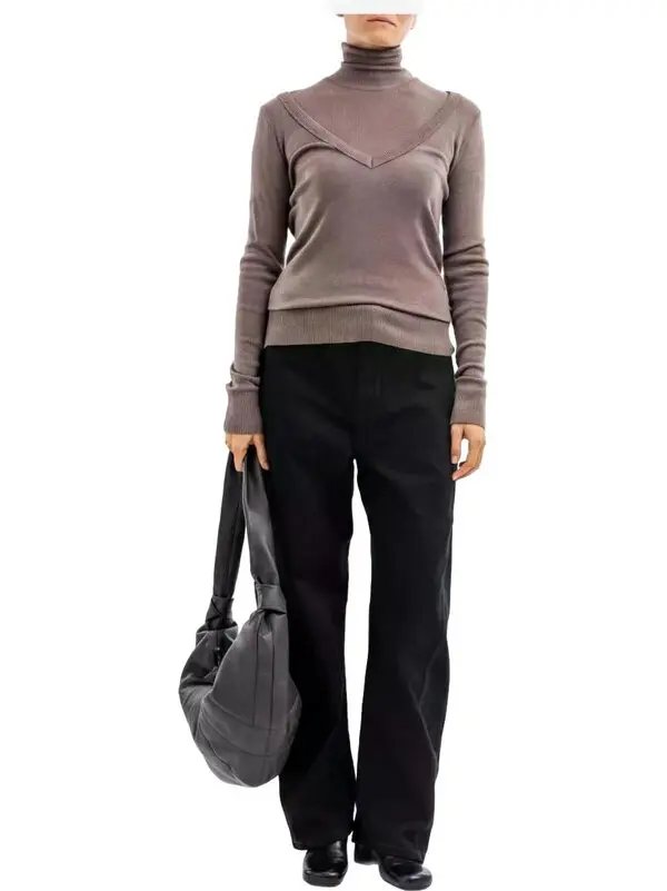 LEMAIRE V-neck Layered Detail Sweater - Black
