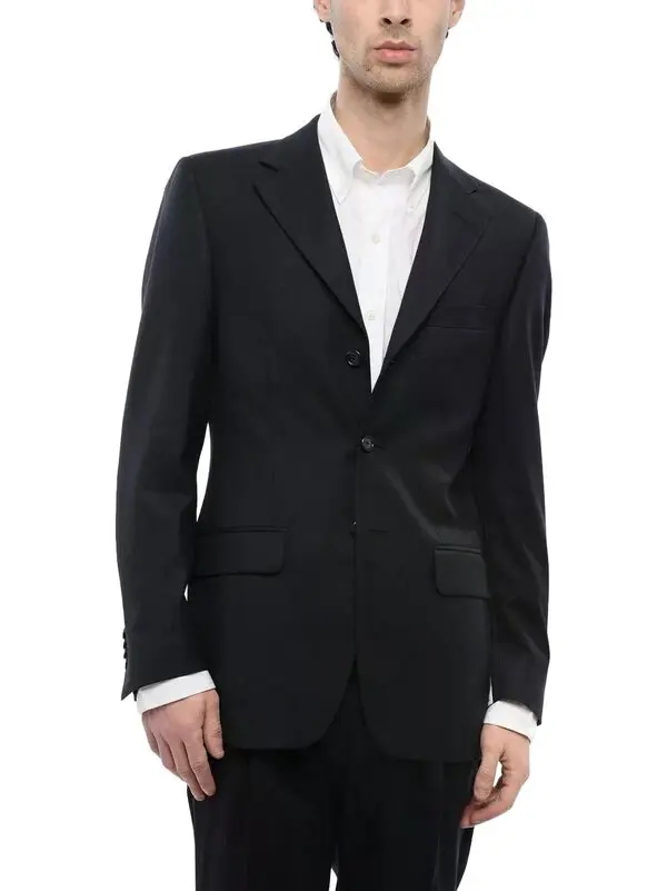 Corneliani Single-breasted Wool Blazer - Blue