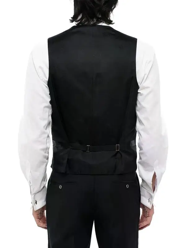 Corneliani Single-breasted Silk Waistcoat - Black