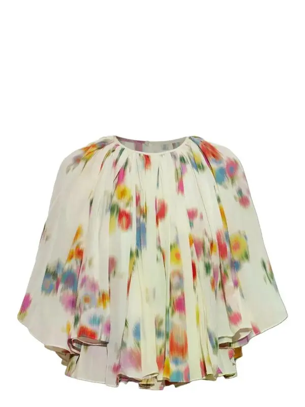 MARANT ETOILE Lara Floral-print Pleated Top - Neutrals