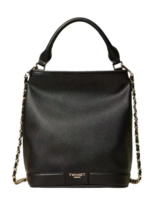 TWINSET Convertible Chain Strap Bucket Bag - Black