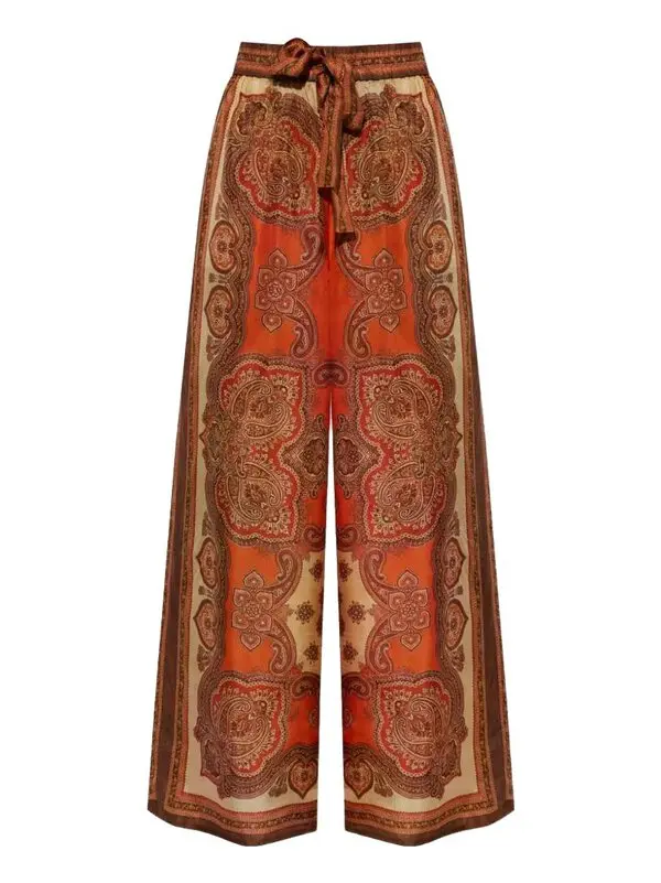 Zimmermann Paisley Print Silk Trousers - Orange